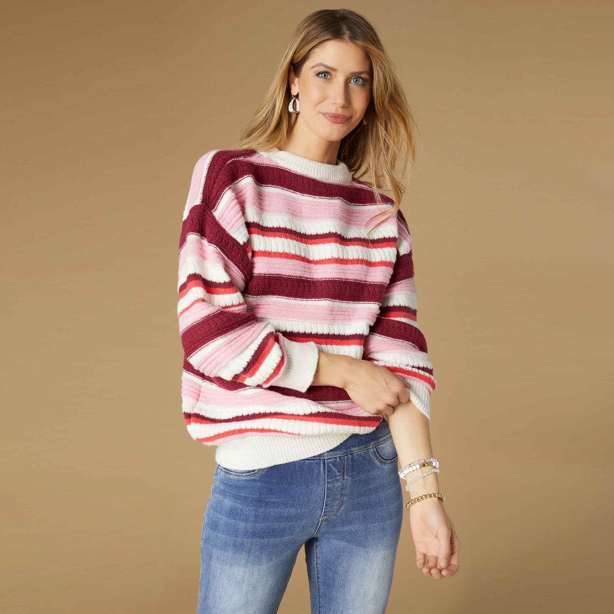 Paloma Textured Stripe Crew Neck Sweater – COCO + CARMEN