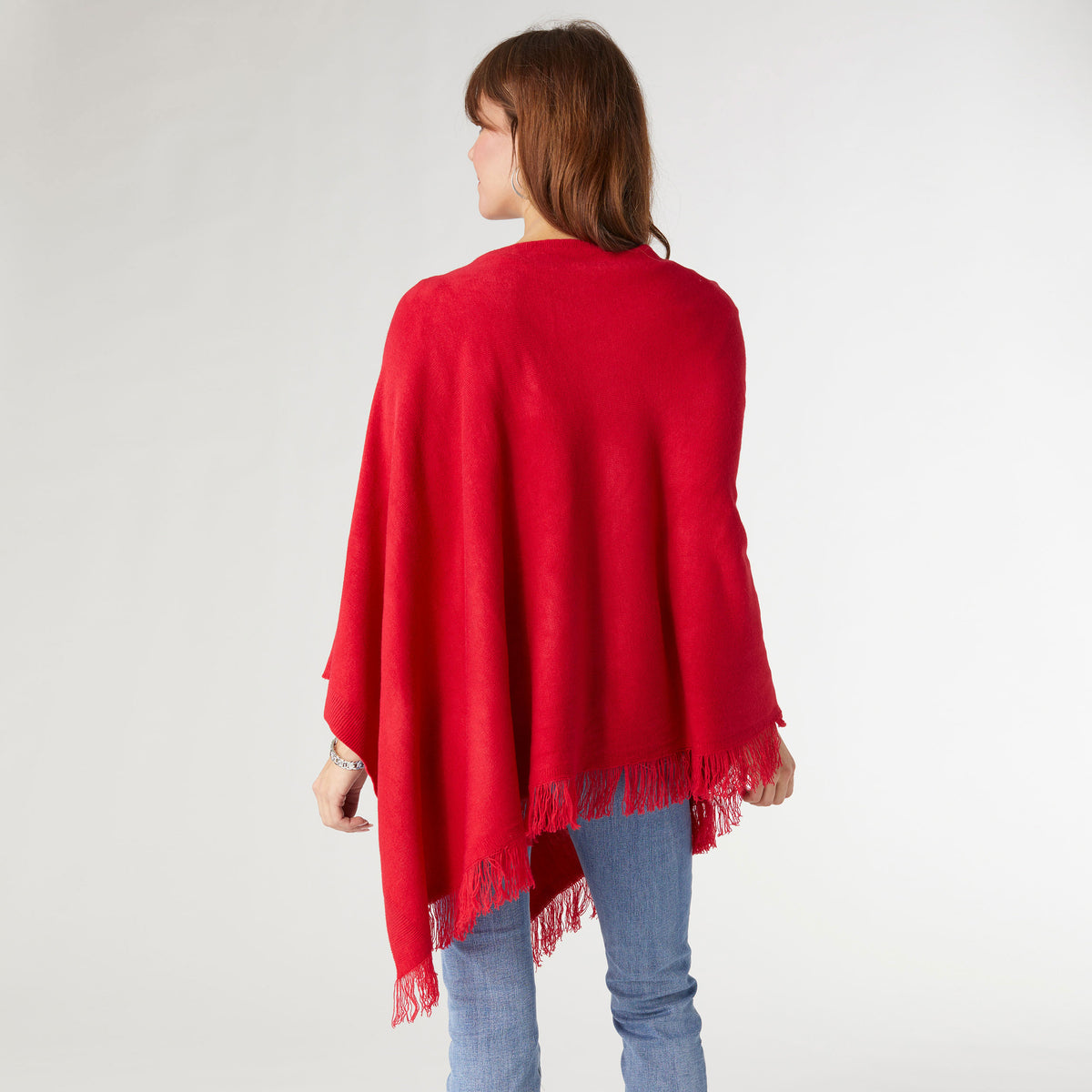 Lightweight Poncho with Fringe - Red – COCO + CARMEN