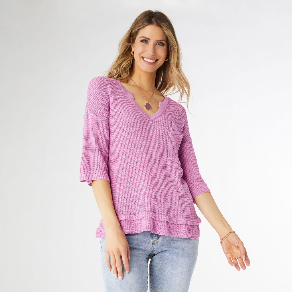 Mavis V-Neck Elbow Sleeve Knit Top - Final Sale – COCO + CARMEN