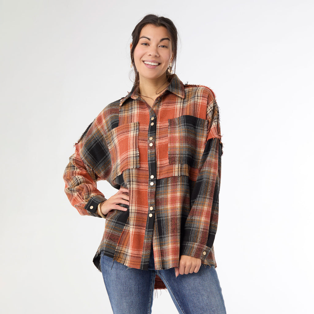 Lizzi Raw Trim Pieced Flannel Top - Final Sale – COCO + CARMEN