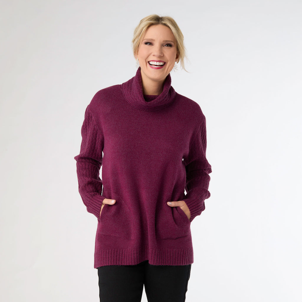 Heavenly-Luxe Cowl Neck Cable Sweater with Pockets - Final Sale – COCO ...
