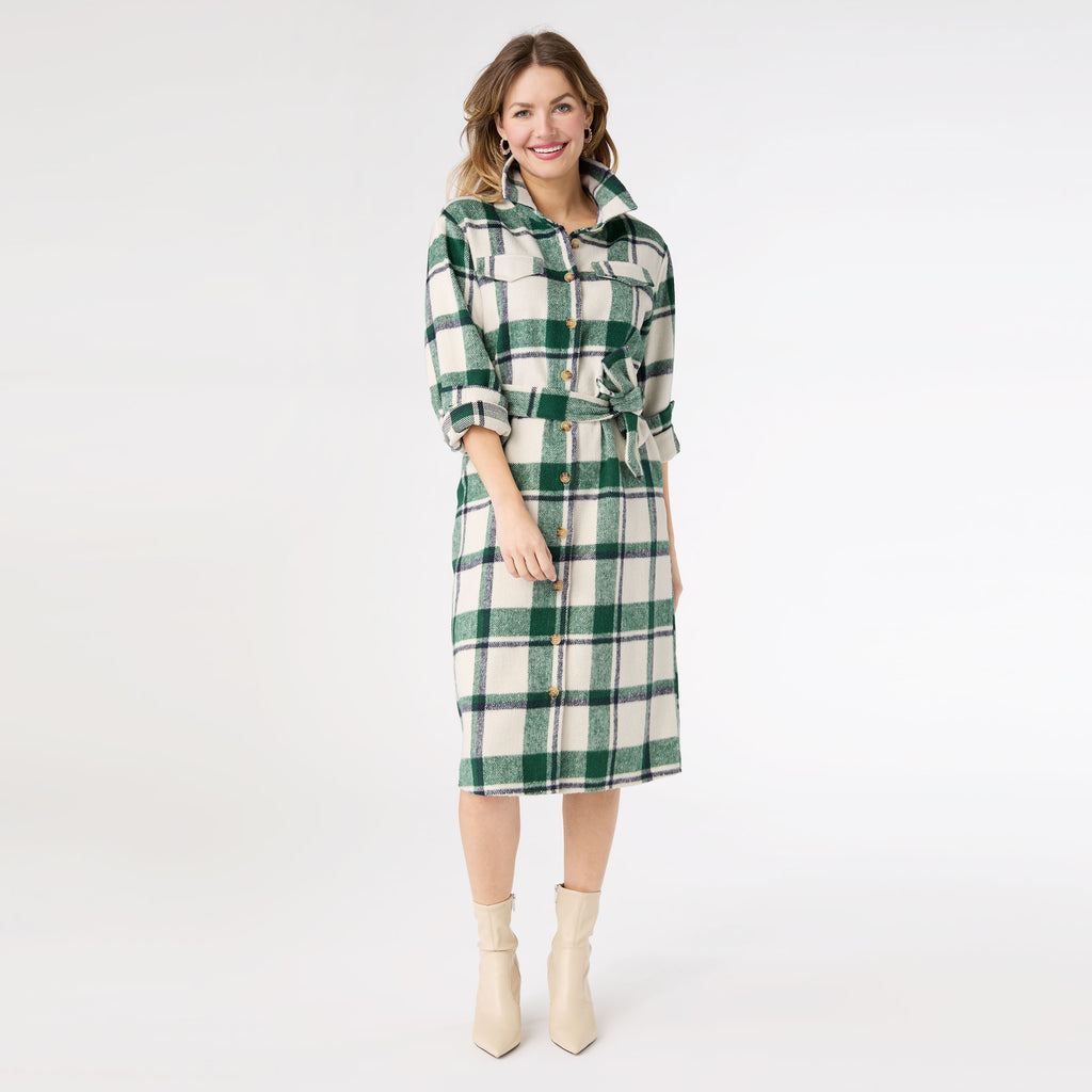 Shelley Plaid Shacket Dress with Belt - Final Sale – COCO + CARMEN